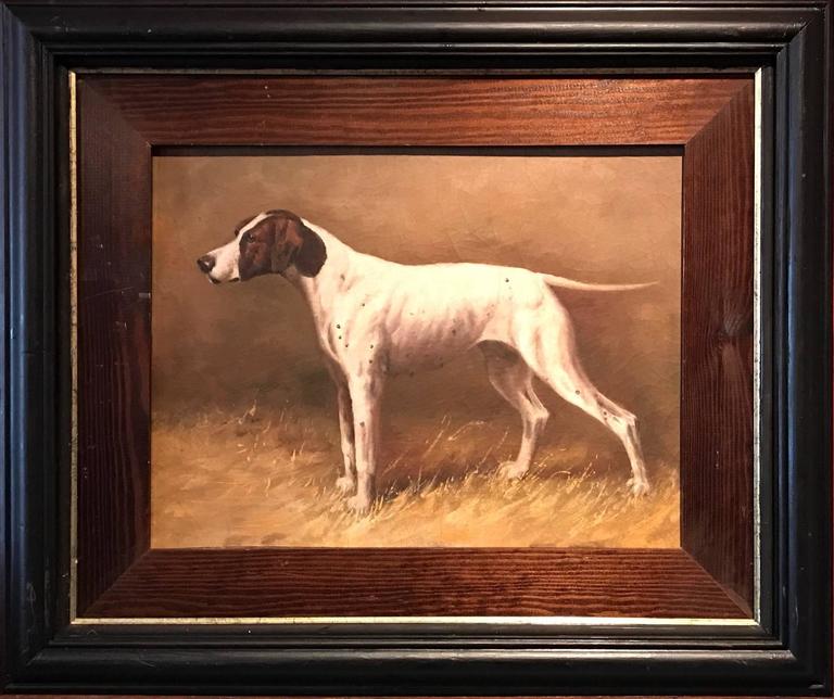 Unknown - Fine English Oil Painting - Pointer Dog in Kennel Interior at ...
