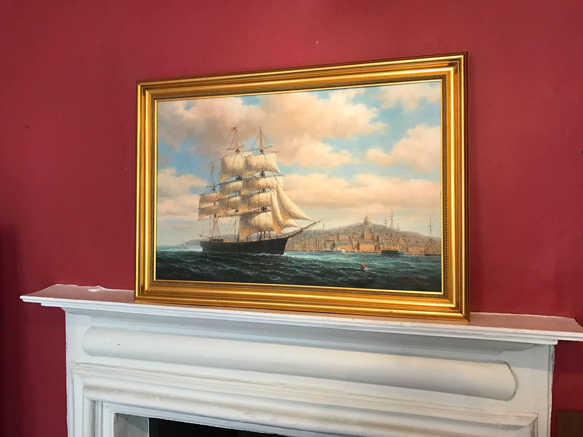 James Hardy - Boston Harbour - American Merchant Ship - Large Oil ...