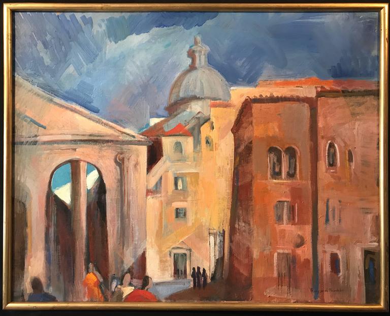 Raymonde Heudebert - Huge French Impressionist Oil - View of Rome at ...
