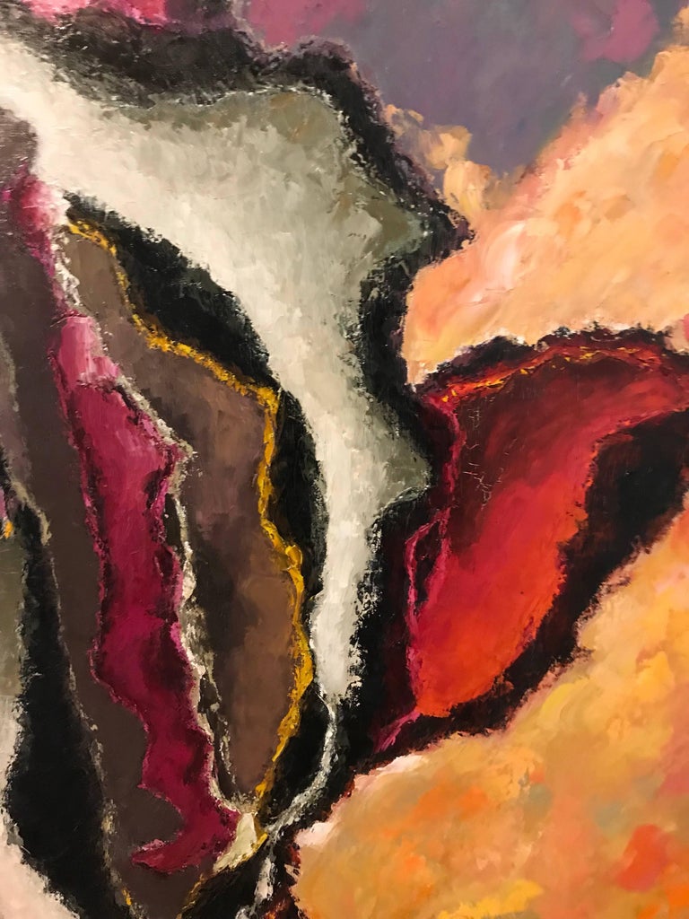 Andre Copin - Large French Abstract Oil Painting Autumnal Colors For ...