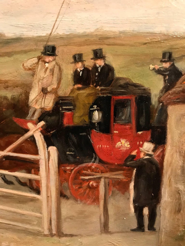 Unknown - Pair Early Victorian English Oil Paintings Coach and Horses ...