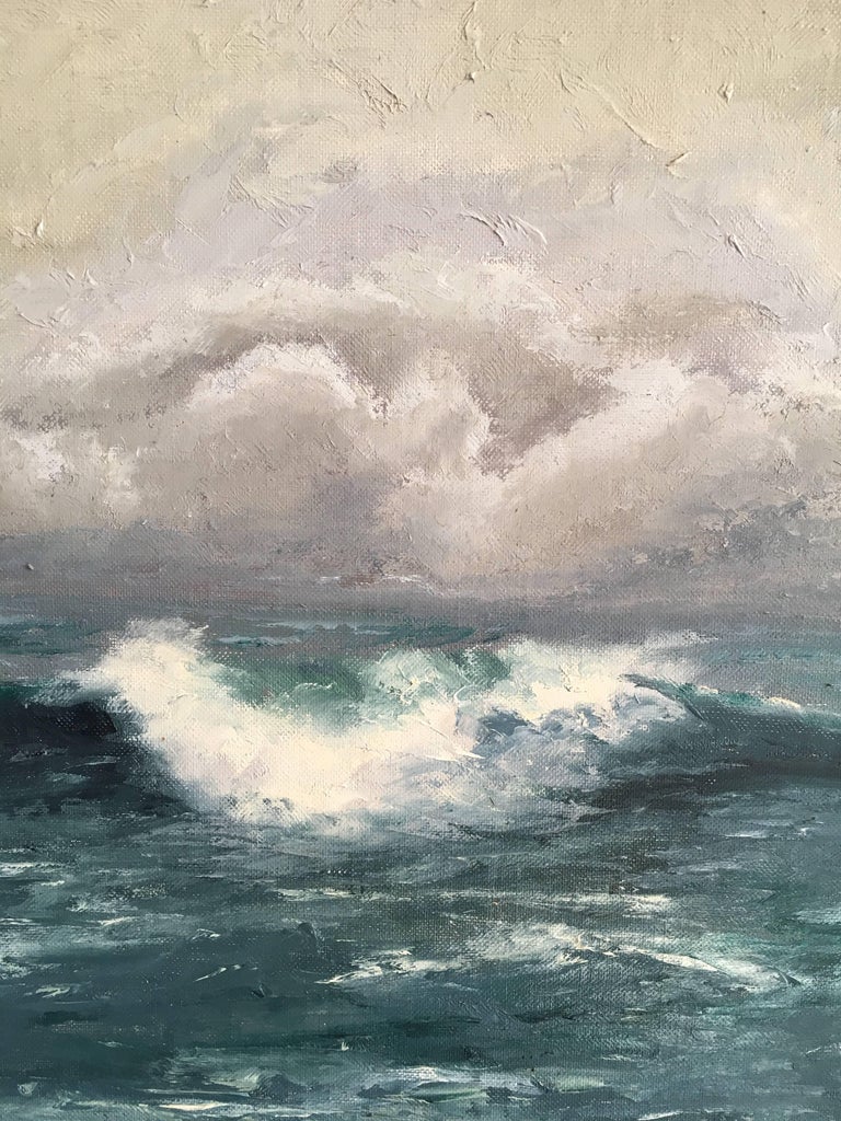 Unknown - Crashing Waves, Large Signed German Impressionist Oil ...