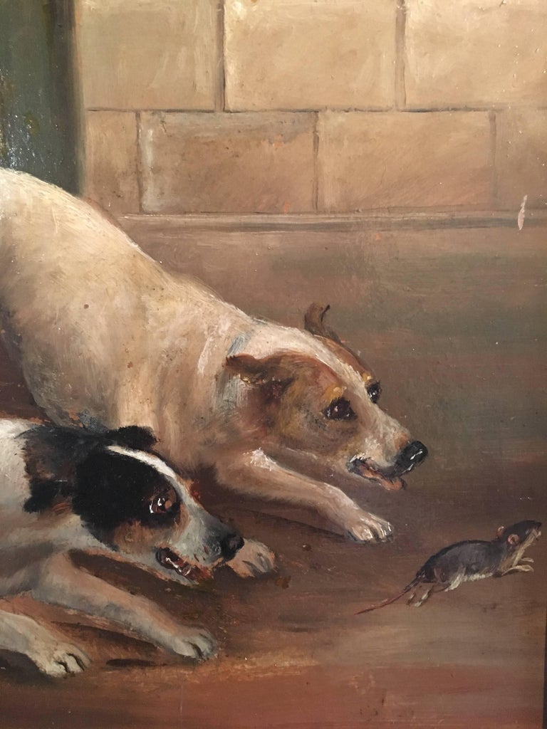 Unknown - Chasing the Rat, Antique English Oil Painting at 1stDibs
