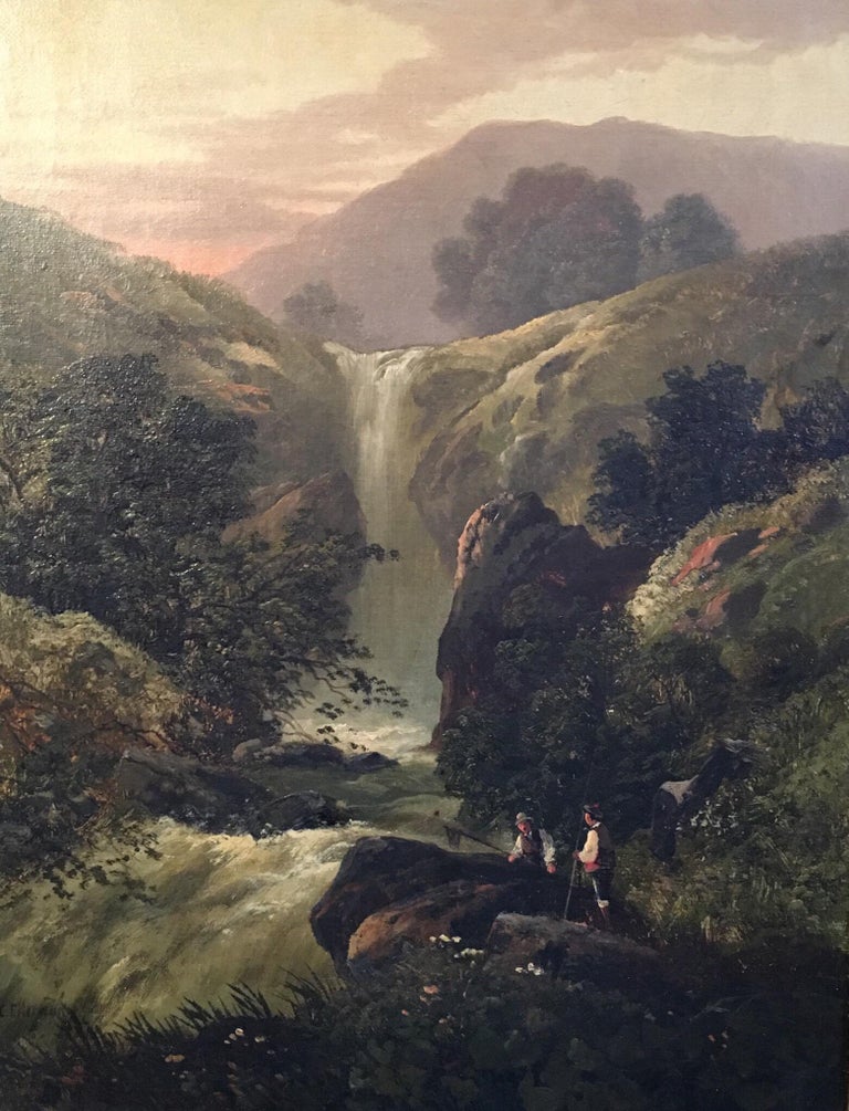F.C. Ellerman - Fishing in the Valley, Victorian Scottish Original Oil ...