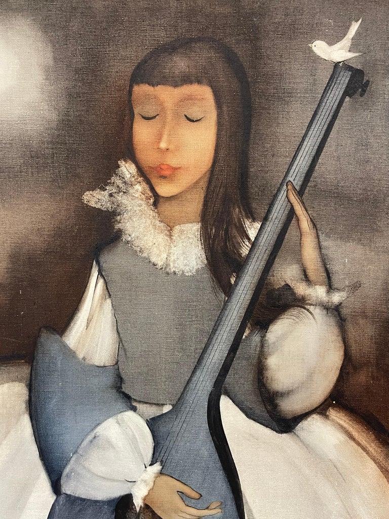 French 1960's - Large 1960s French Modernist Oil Painting Young Girl ...