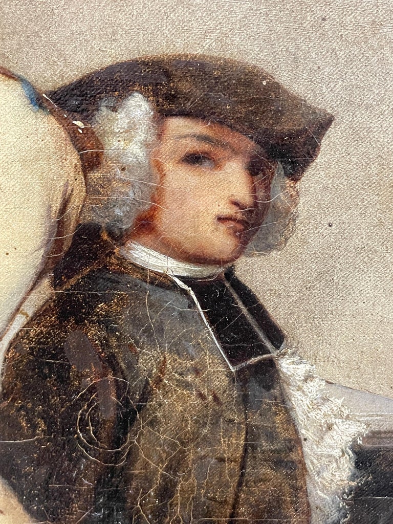 Alcide Joseph LORENTZ - The Dueling Partners 1850's French Oil, Chateau Staircase Interior ...