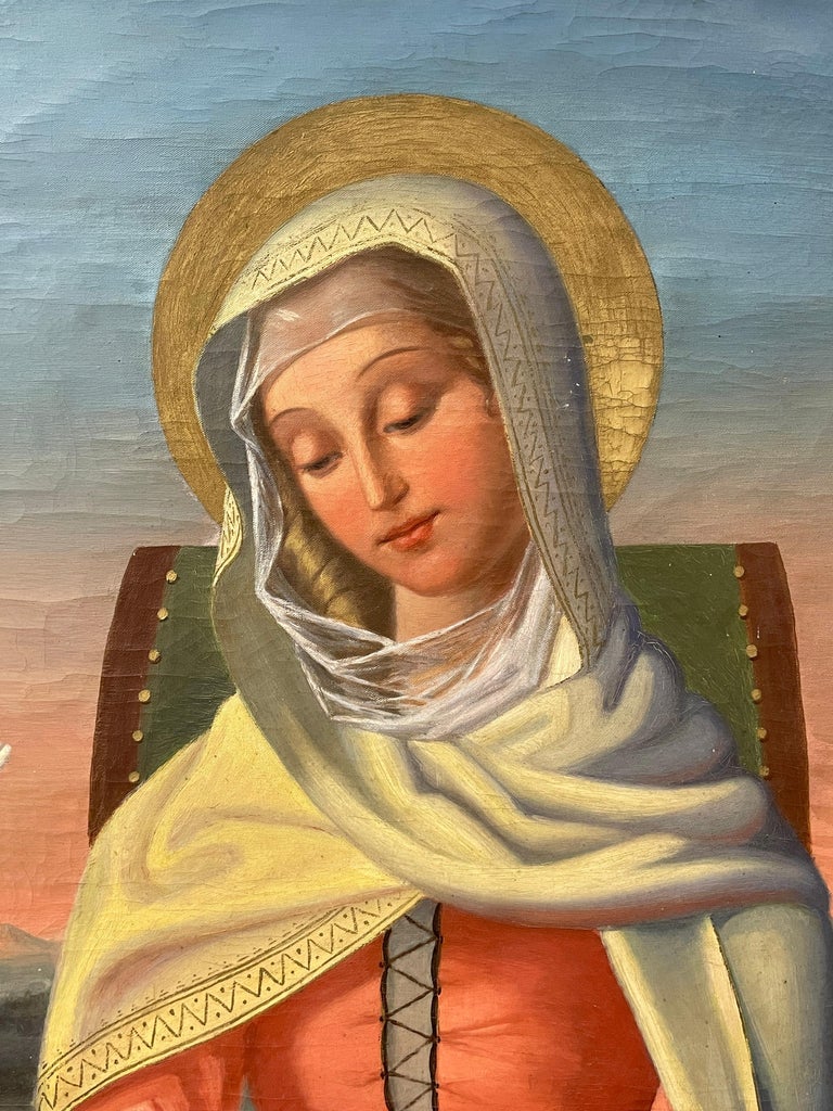French Symbolist - The Virgin Mary with Lilies, Enormous French ...