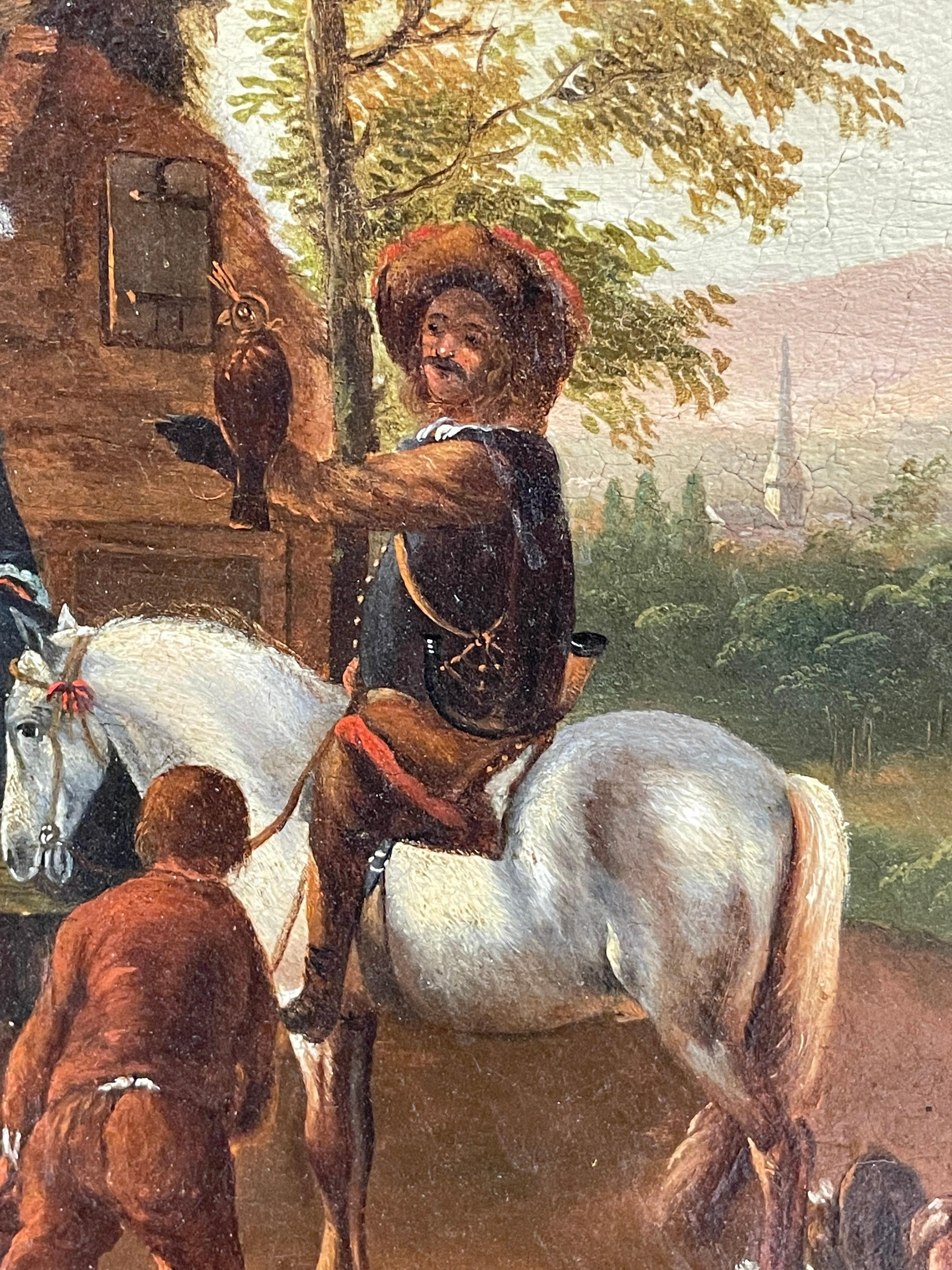 Dutch 1800's - Travellers at Roadside Tavern Pausing for Refreshments ...