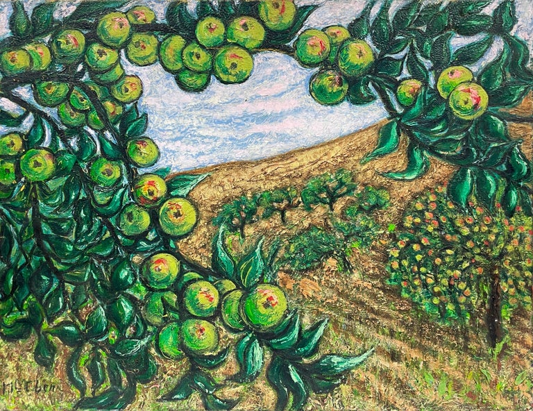 French Post Impressionist - Large 1950's French Signed Oil Apple ...