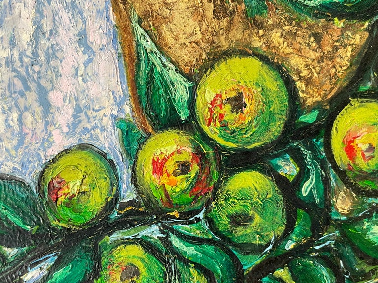French Post Impressionist - Large 1950's French Signed Oil Apple ...