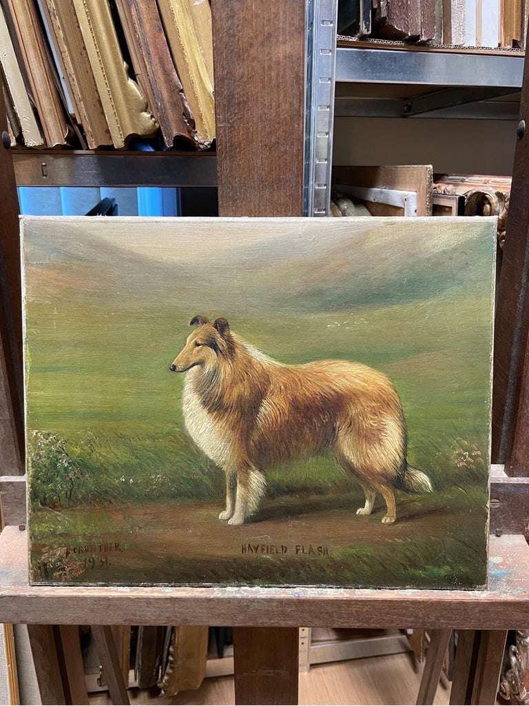 Henry Crowther - Antique English Dog Painting Portrait of a Collie Dog ...