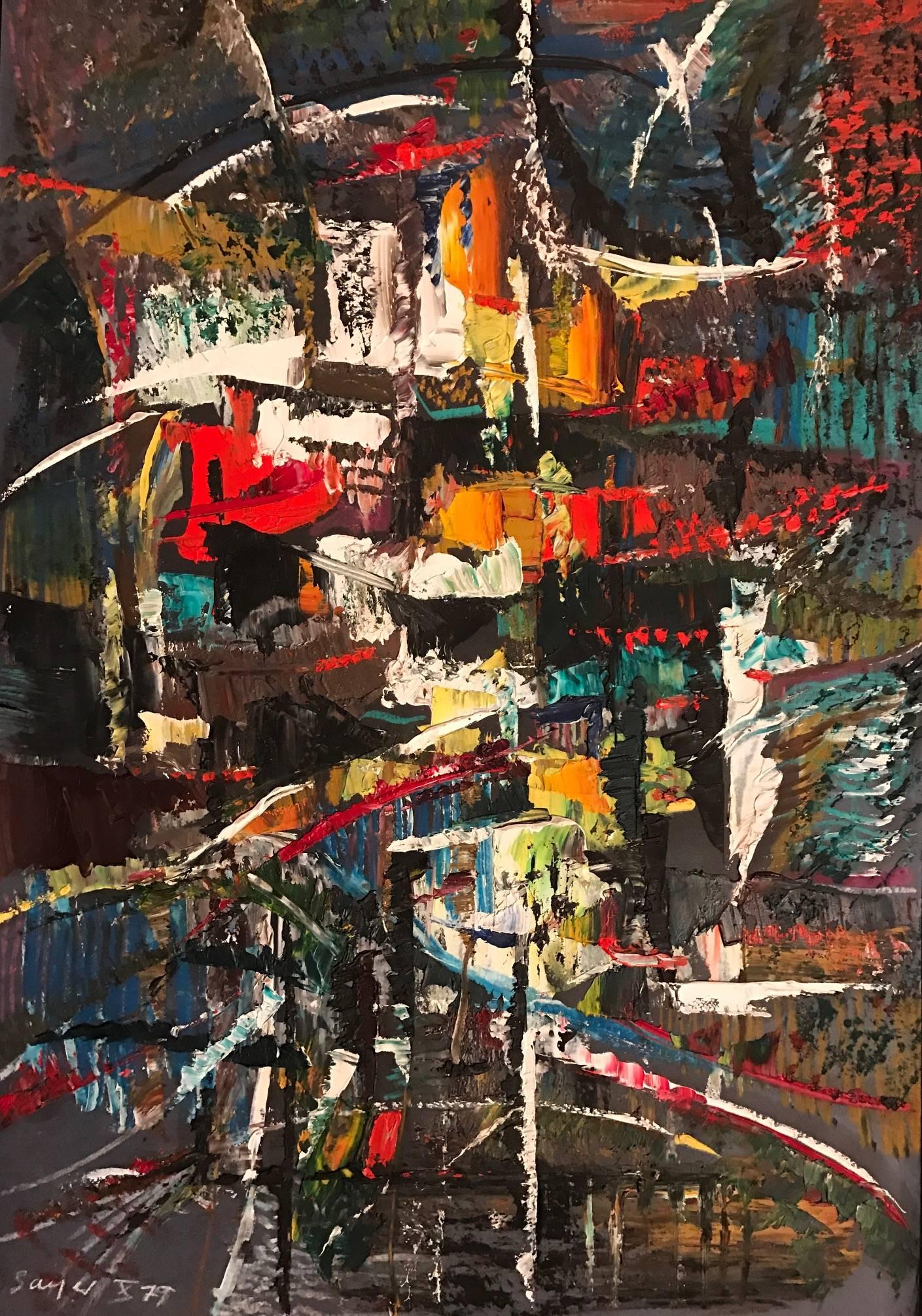 Derrick Latimer Sayer - Large 1970's Colourful British Abstract Oil ...
