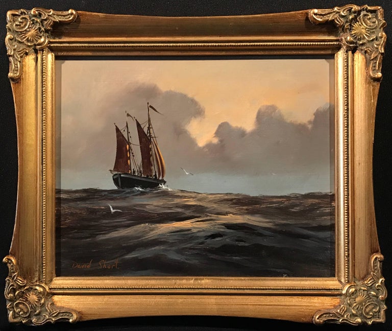 David Short - Sailing Boat at Sunset original Oil Painting at 1stDibs ...