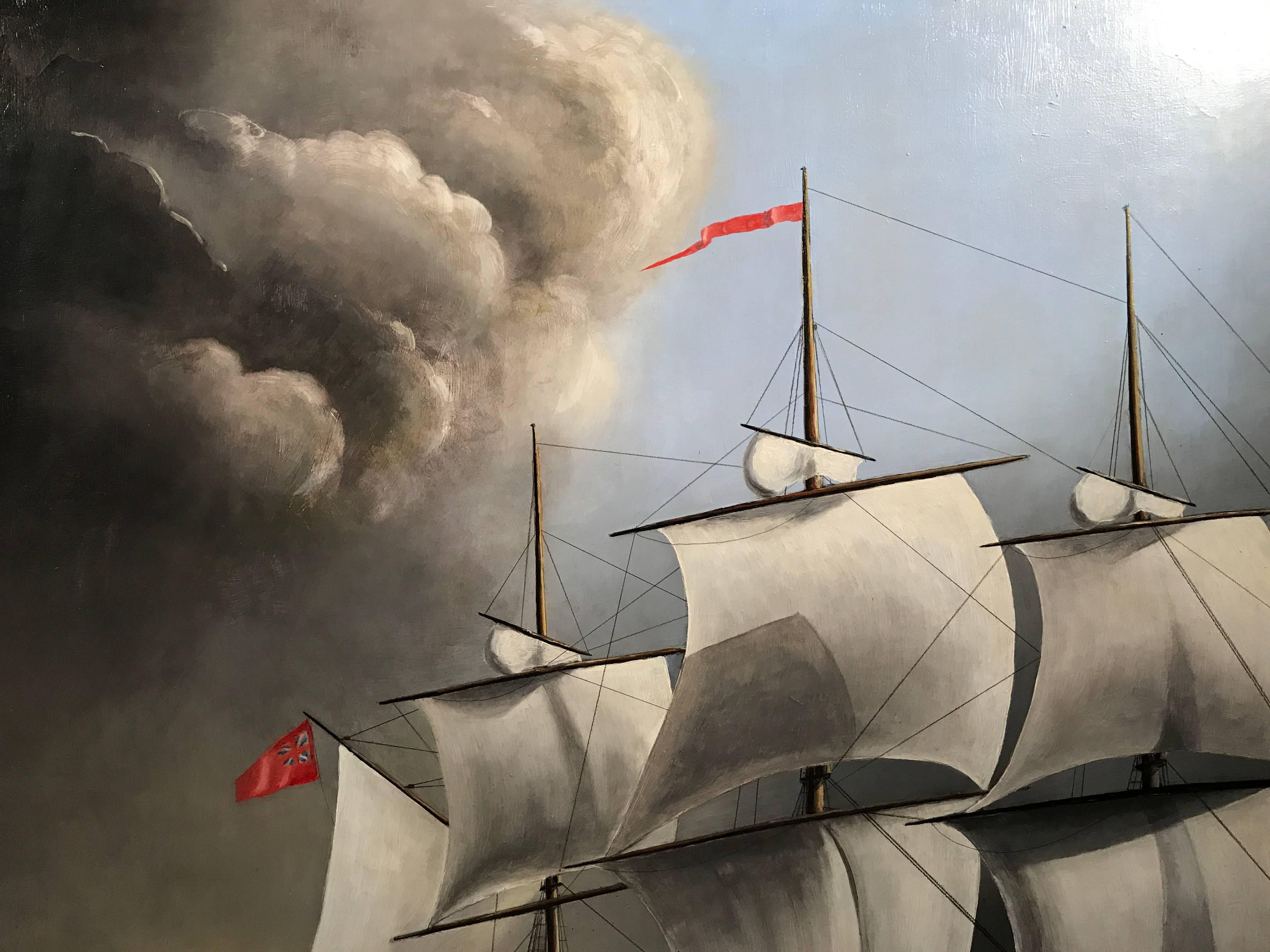 Unknown - Huge Marine Oil Painting at 1stDibs