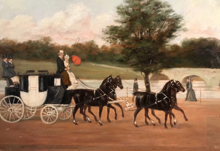 Unknown - Pair Early Victorian English Oil Paintings Coach and Horses ...