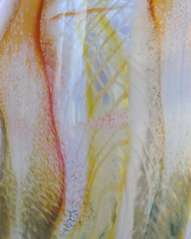 Richard Price - Large blown glass round vase. Murano glass style colors ...