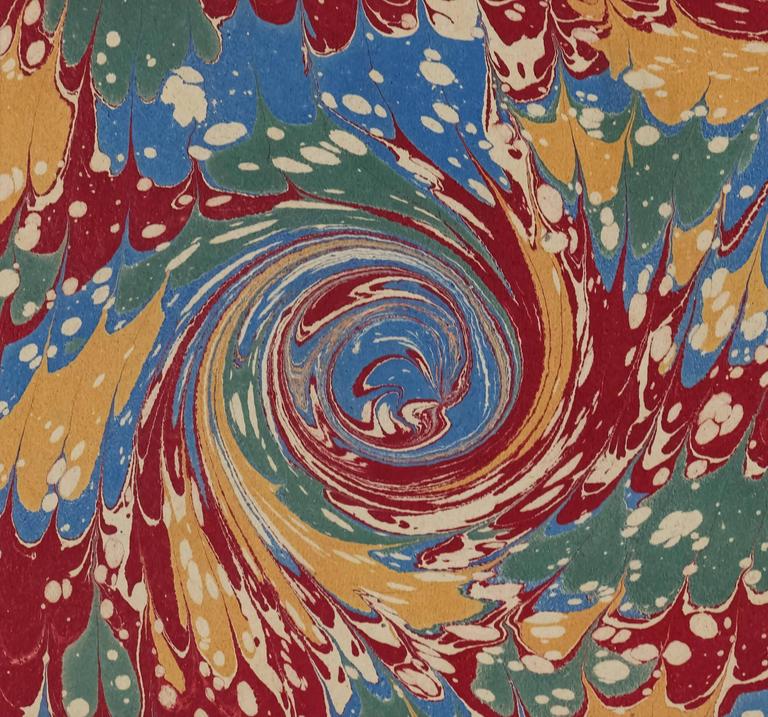 Unknown - Marble book-end paper with spiral design at 1stDibs