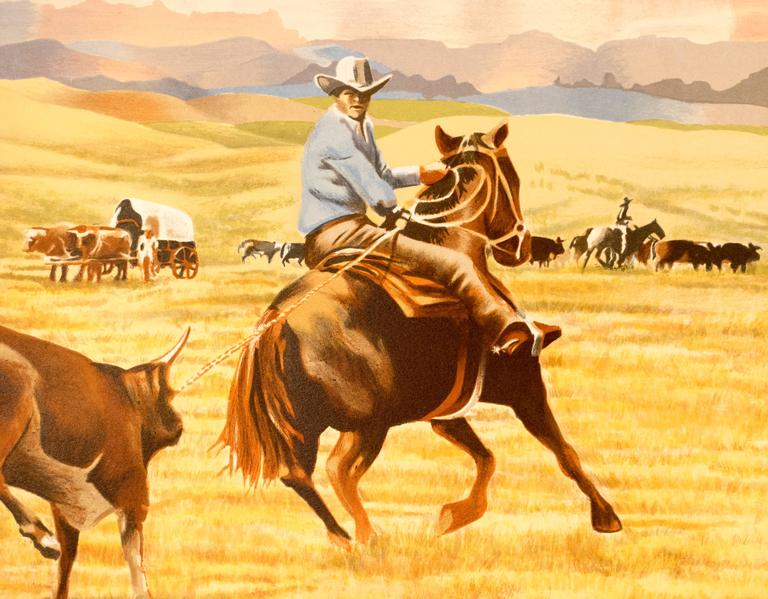 R. James - Cowboys Roping Cattle at 1stDibs