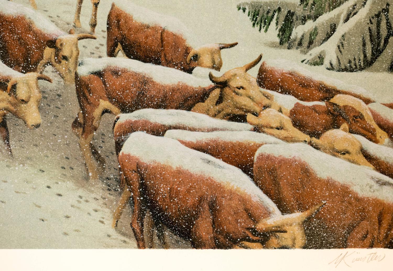 Mort Künstler - Cattle Drive in Winter For Sale at 1stdibs