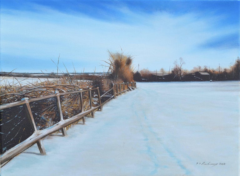 Jeremy Andrews - A Field in Winter - Photo-realism Oil, 20th Century ...
