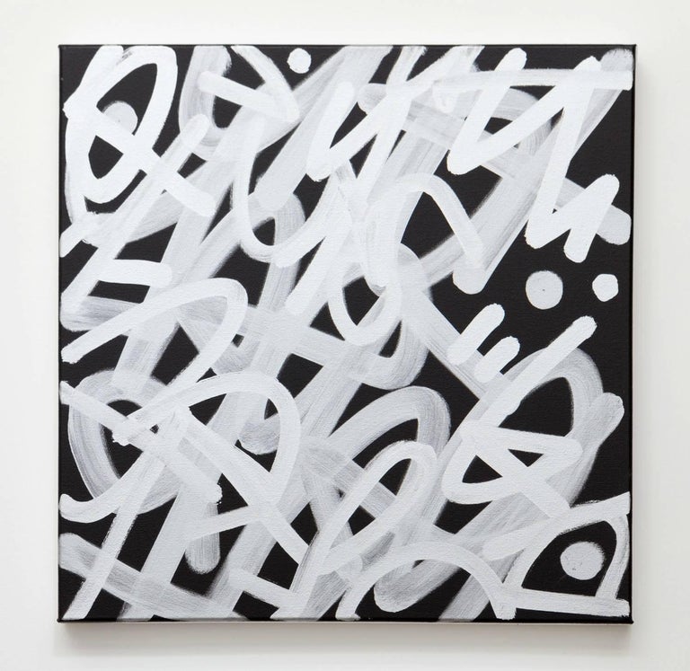 JM Rizzi - RM Rizzi, Silver on Black, abstract expressionist acrylic ...