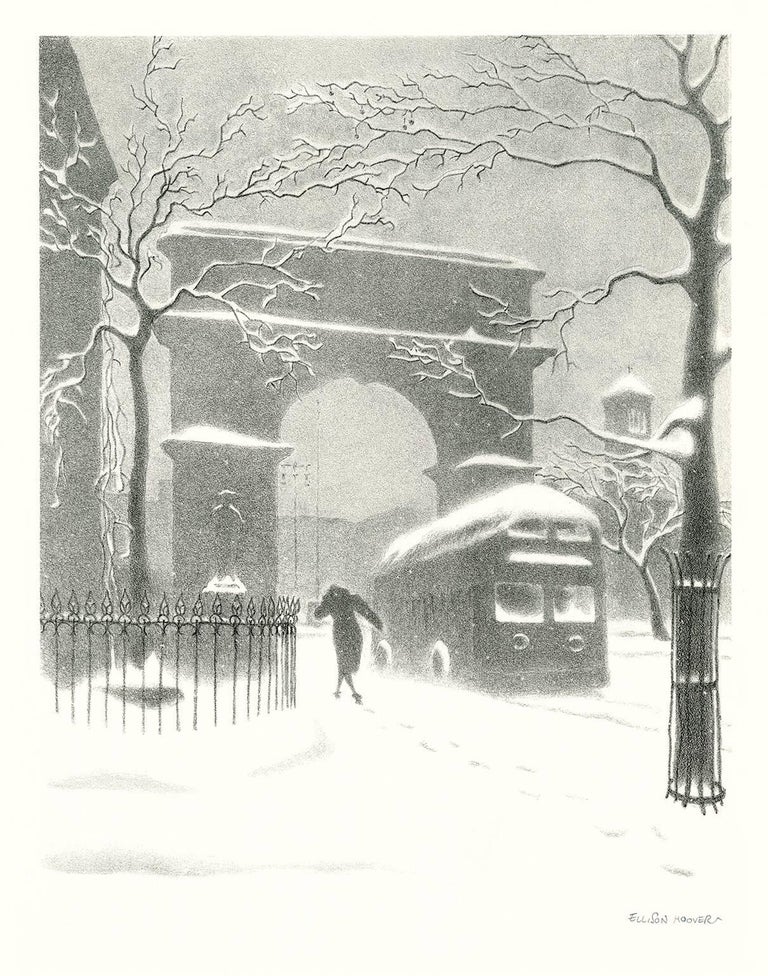 Ellison Hoover - Washington Arch in Snow For Sale at 1stDibs