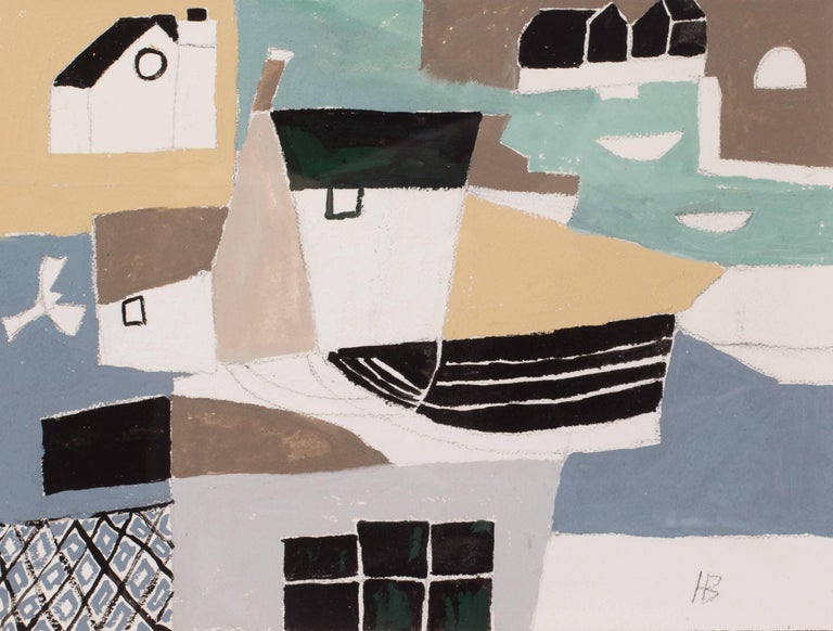 Heather Bray - Abstracted Cornish Village at 1stDibs | heather bray artist