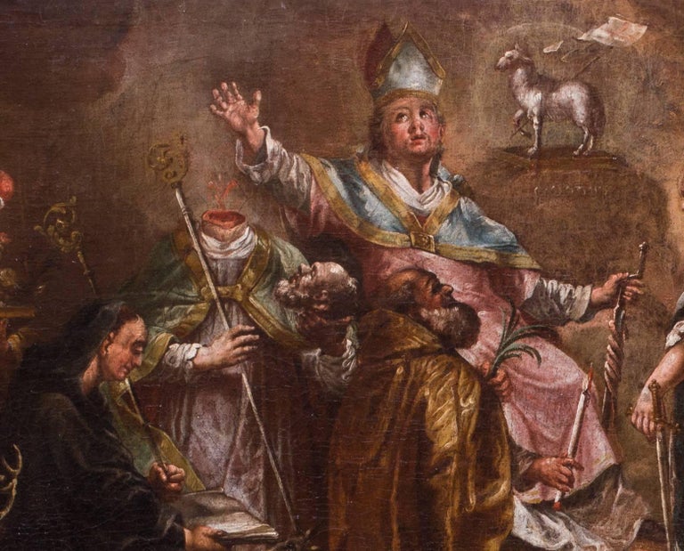 Unknown - A Spanish Old Master oil painting of St. Erasmus at the gates ...