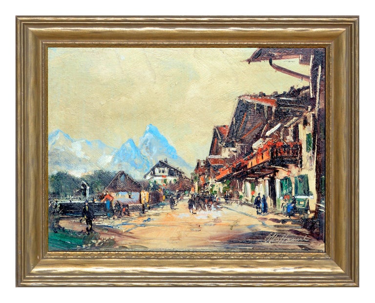Otto Hamel - Early 20th Century Swiss Alps Village Landscape For Sale ...
