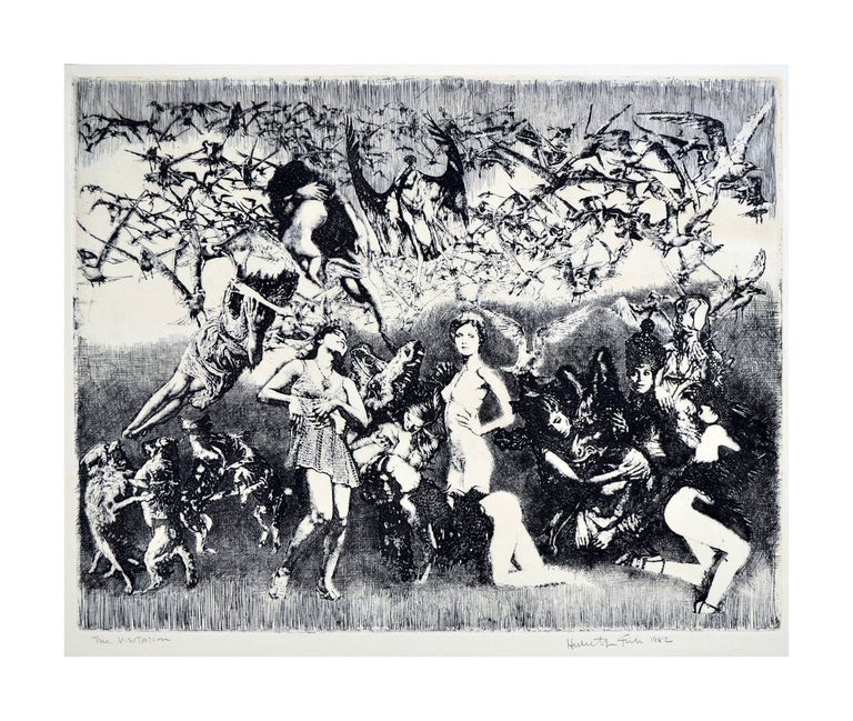 Herbert L. Fink - Vintage -- Surrealist Figurative Etching -- "The ...