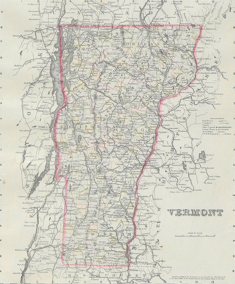 J.H. Colton & Company - Antique Map of Vermont at 1stDibs