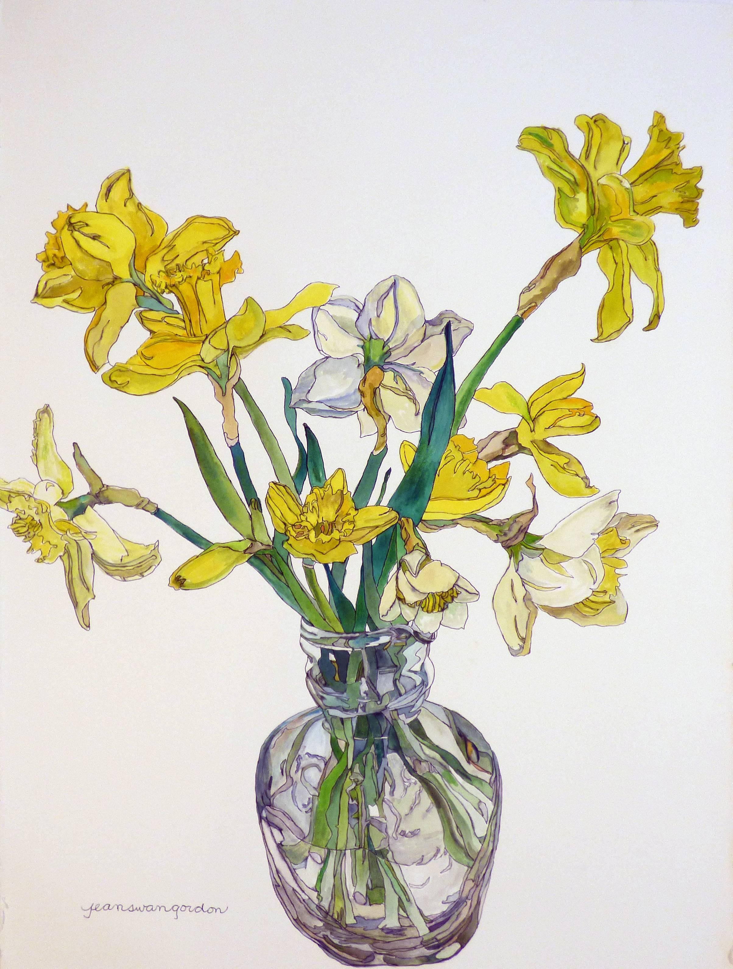 Jean Swan Gordon - Daffodils in Narrow Necked Vase For Sale at 1stDibs