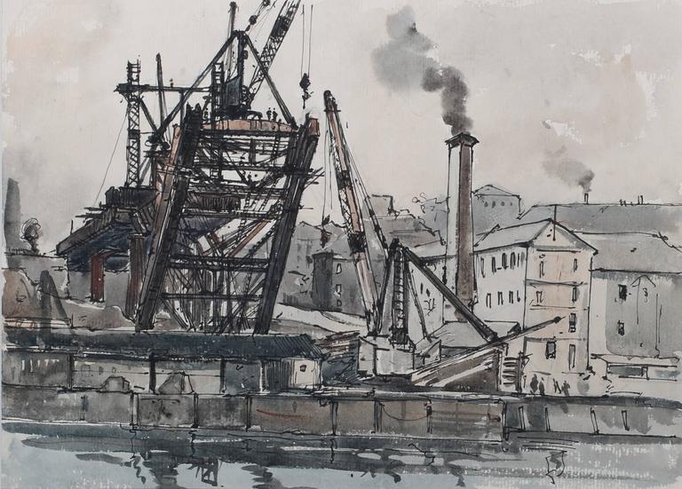 Claude Muncaster - The Tyne Bridge under construction at 1stDibs