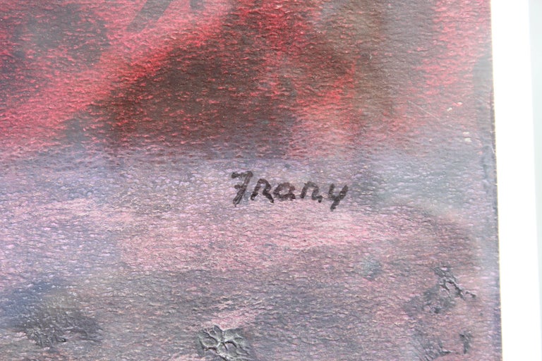 Michael Frary - Red Sunset Abstract, Pointillist Painting For Sale at ...