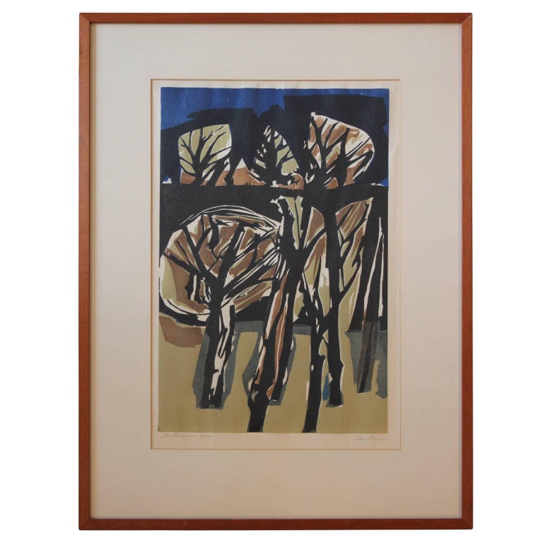 Eugene Larkin - "Autumn" Cubist Style Woodblock Print Edition 10/100 ...