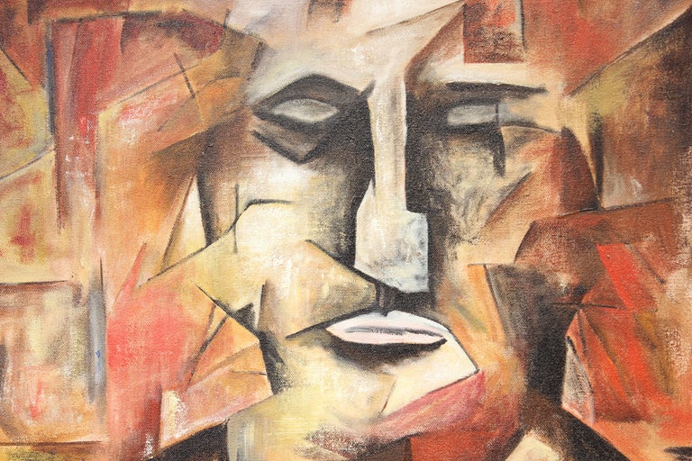 Nelda Gilliam - Red, White and Black Cubist Portrait at 1stDibs