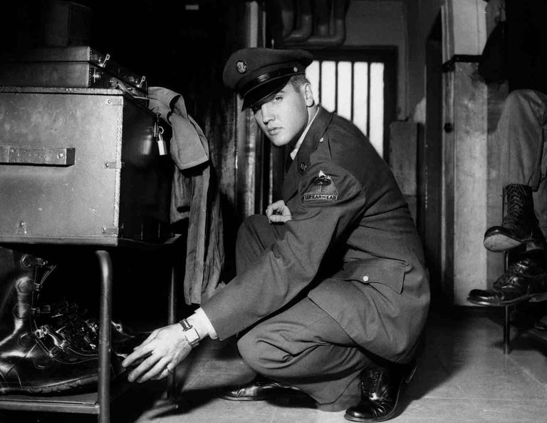 Unknown - Elvis Presley in Uniform, Ray Barracks, Germany at 1stDibs ...