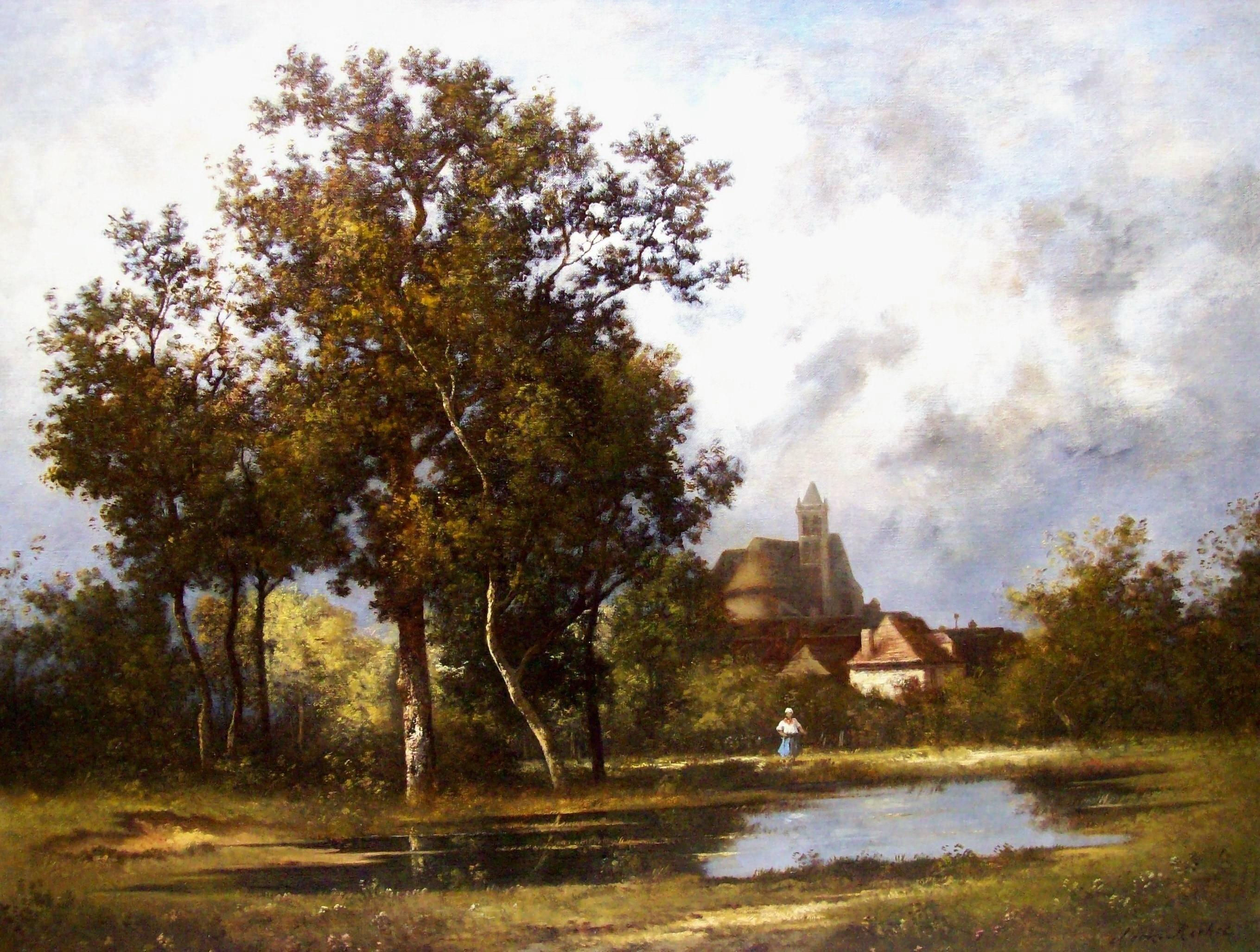 Leon Richet - At the pond For Sale at 1stDibs