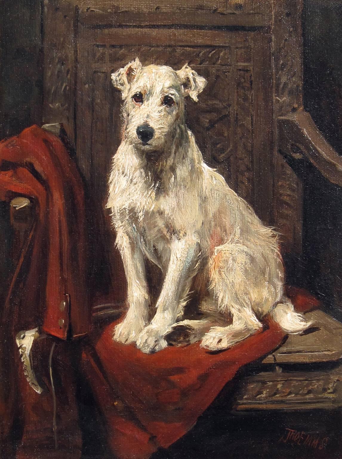 John Emms - "Lord Edward" Seated on His Master's Coat, Oil on Canvas ...