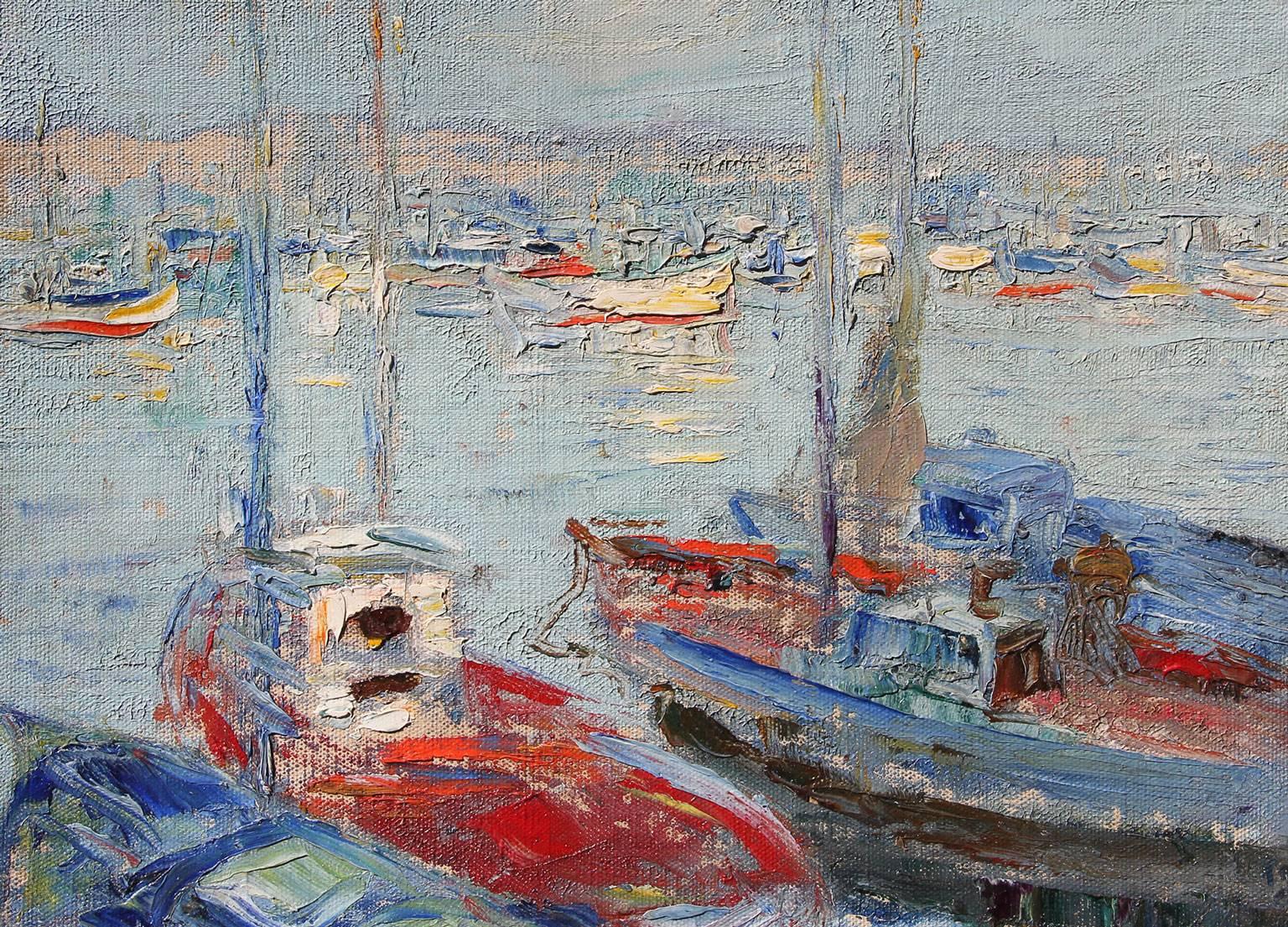 Michael Augustin Power O'Malley - California Harbor - Oil on Board ...