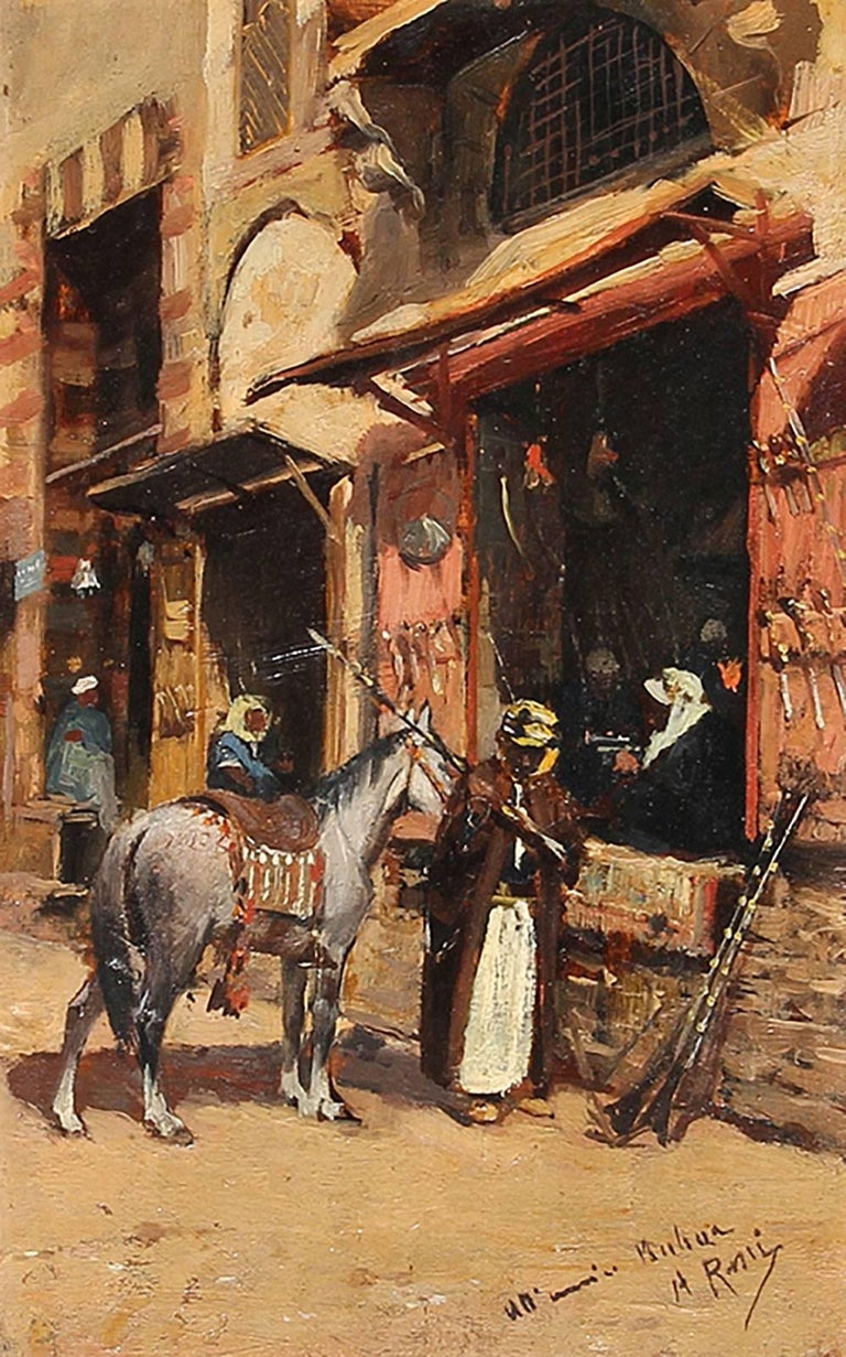 Alberto Rossi - An Arab Market, Oil on Panel, Italian For Sale at ...