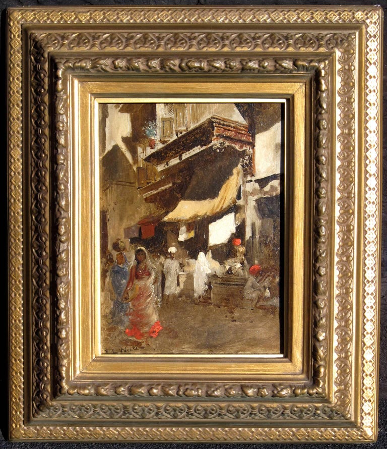 Edwin Lord Weeks - Street Scene in Bombay, Oil on Board, Edwin Lord ...
