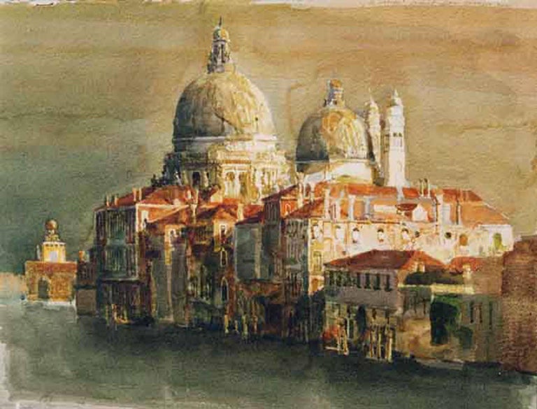 Safet Zec - Santa Maria della Salute II, Watercolor on Paper, Venice ...
