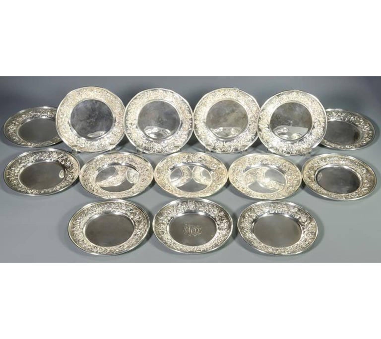 Kirk-Stieff - 14 Kirk Stieff Repousse Sterling Silver Bread Plates For ...