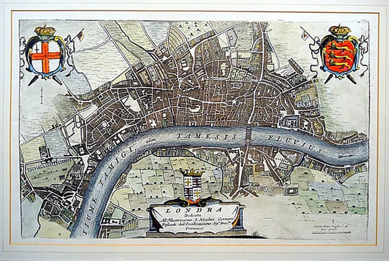 Vincenzo Maria Coronelli - Very Rare 17th Century Map of London ...
