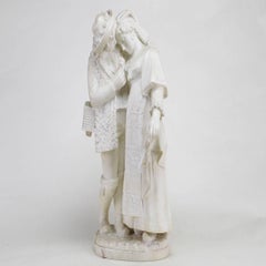 Unknown - Girl Peeling an Orange, Alabaster Sculpture at 1stdibs