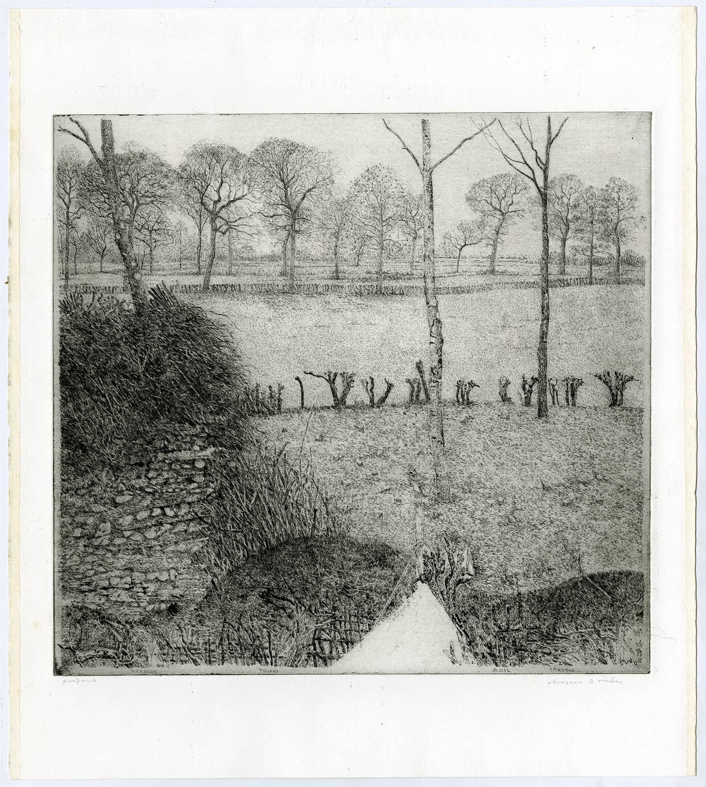 Charles Donker - Untitled - Landscape, probably Dutch, with poplars and ...