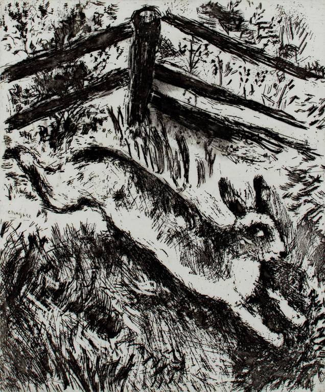 Marc Chagall - Rabbit- from Fontaine's Fable (Original etching) at 1stDibs