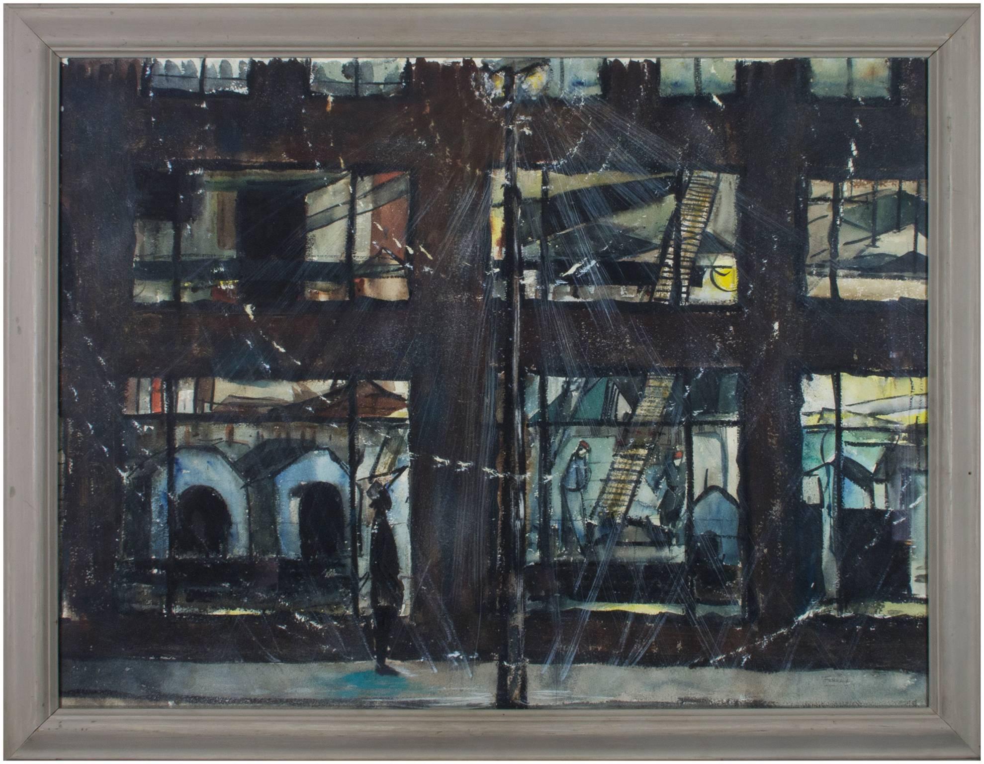 Joseph Ferrara - "The Free Press-Composition, " a Watercolor signed by ...