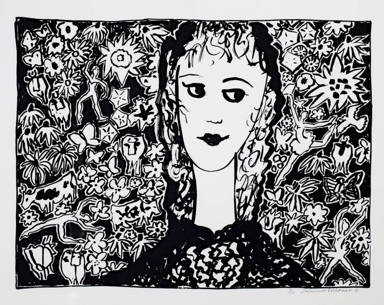 Schomer Lichtner - "Head with Cows and Dancers," a Serigraph signed by ...